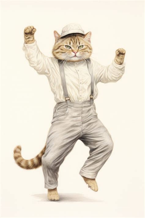 Cat Character Dancing Drawing Sketch Free Photo Illustration Rawpixel