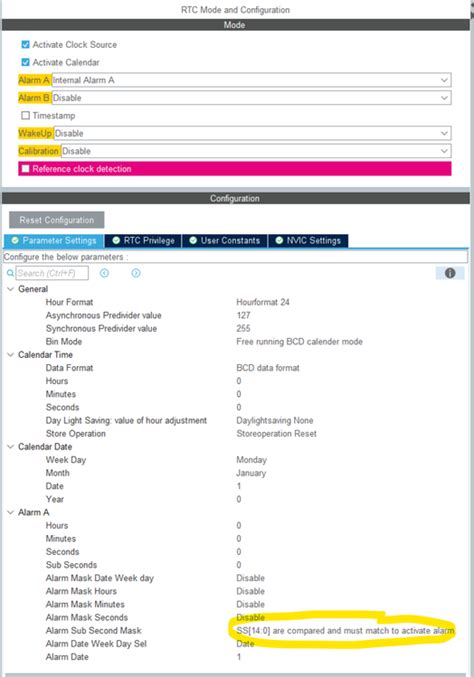 Solved How To Fire Rtc Alarm Every 1s Stmicroelectronics Community