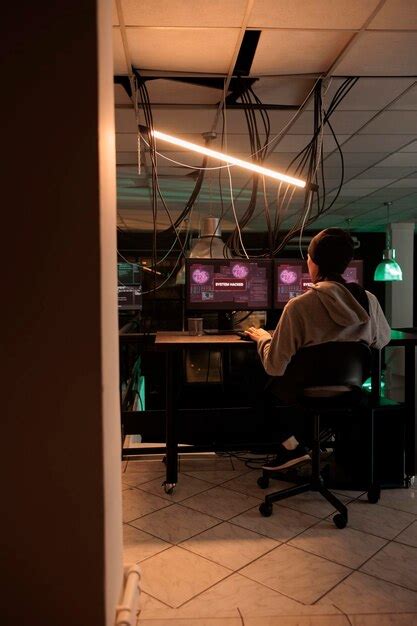 Hacker Stealing Database Password Premium Ai Generated Image