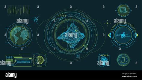 Geoscience Hud Interface Design With Big Data Decoding Stock Vector