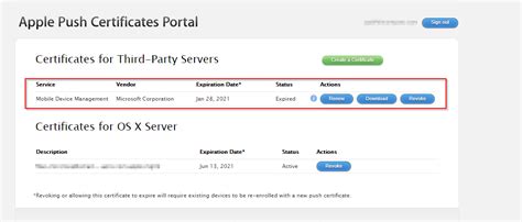 renew apns certificate in intune