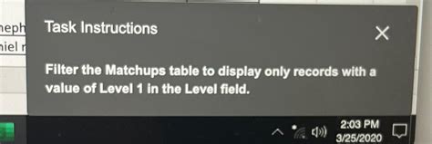 solved task instructionsfilter the matchups table to display