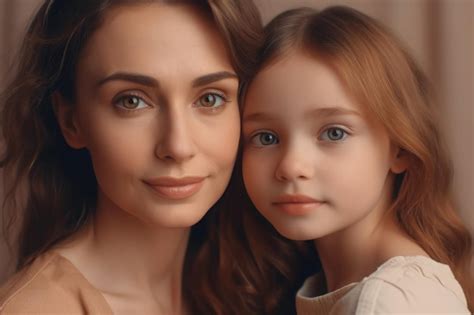 Premium Ai Image Mother And Daughter Portrait On Pink Background