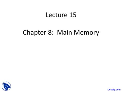 Main Memory Computer Operating Systems Lecture Slides Docsity