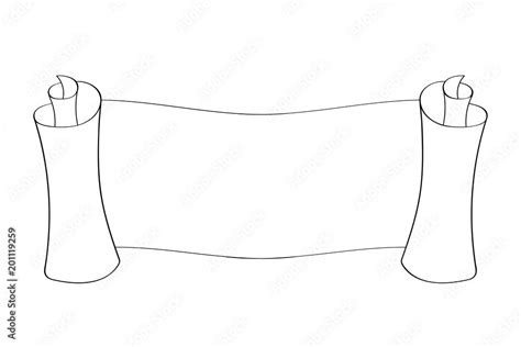 Horizontal Paper Scroll Outline Drawing Stock Vector Adobe Stock