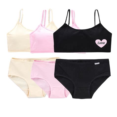 6 Piece Girls Matching Training Bra Set Lightly Padded Training