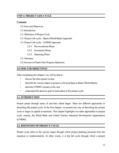 Unit Good UNIT PROJECT LIFE CYCLEUNIT PROJECT LIFE CYCLE Contents