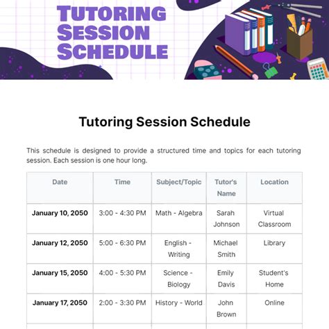 Free Tutoring Schedule Template To Edit Online