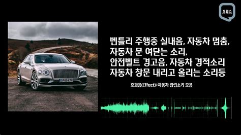 자동차 주행중 실내소음 자동차 멈추는 소리 자동차 문여닫는소리 안전벨트 경고음 자동차 창문 내리고 올리는 소리 자동차