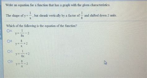 Solved Write An Equation For A Function That Has A Graph
