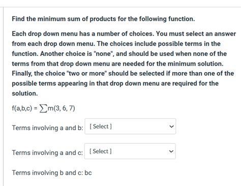 Solved Find The Minimum Sum Of Products For The Following Chegg Com