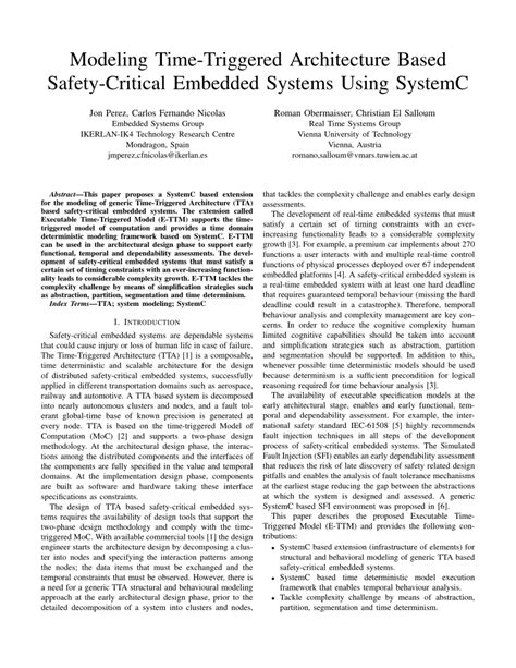 Pdf Modeling Time Triggered Architecture Based Safety Critical