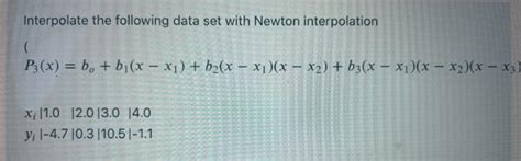 Solved Interpolate The Following Data Set With Newton
