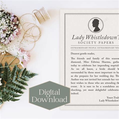 Lady Whistledown Template Etsy
