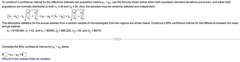Solved To Construct A Confidence Interval For The Difference