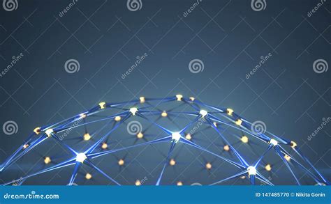 Plexus Network Structure With Glowing Nodes 3d Rendering Stock Illustration Illustration Of