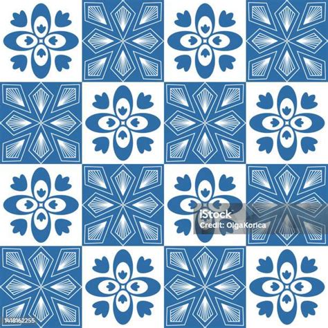 Azulejo 파란색 사각형 배경 포르투갈어 타일 벽 장식 귀여운 복고풍 디자인 벡터 일러스트 레이 션 0명에 대한 스톡 벡터 아트 및 기타 이미지 Istock