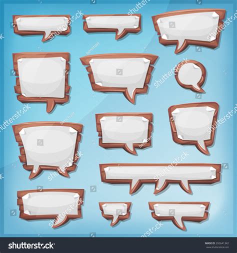 Cartoon Wood Speech Bubbles Ui Game Stock Vector Royalty Free 392641342