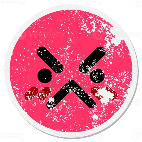 Annoyed Face Circular Sticker 36355042 Png
