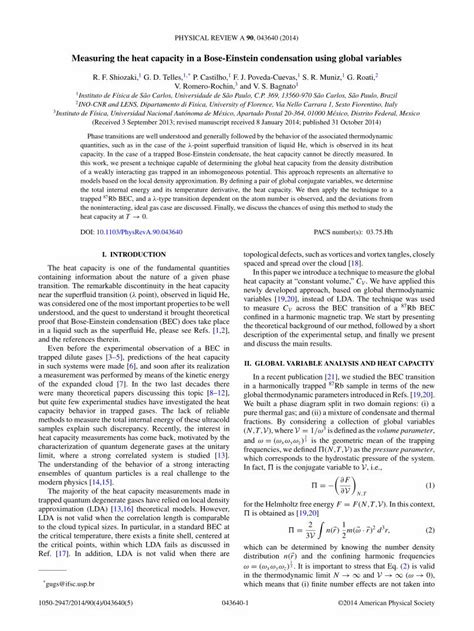 Pdf Measuring The Heat Capacity In A Bose Einstein Condensation Using