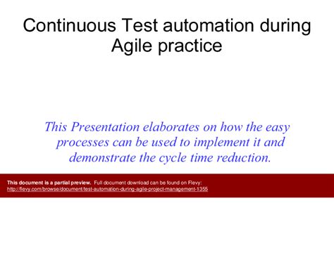Test Automation During Agile Project Management Ppt Slide Deck