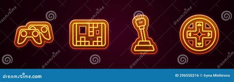 Set Line Game Controller Or Joystick Portable Video Game Console Gear Shifter And Glowing