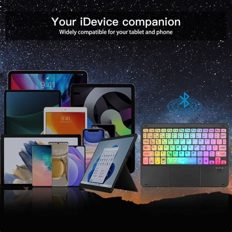 GOOJODOQ RGB Bluetooth Keyboard Transparent Crystal With Touch Pad Wireless Universal Keyboard