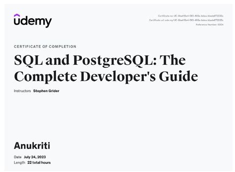 Sql Postgresql Datamanagement Udemycourse Continuouslearning