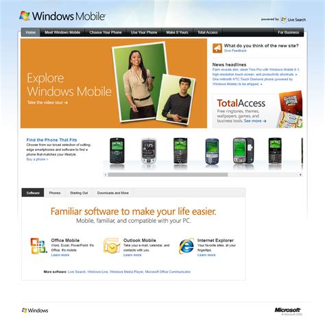 windows mobile in 2008 web design museum