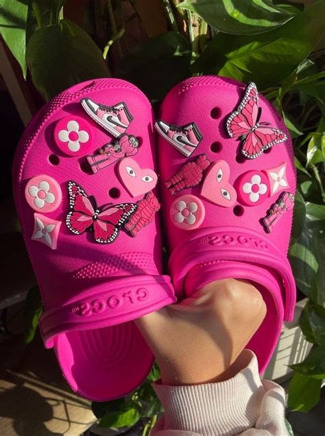 The Cutest Crocs And Pins😍💞 Pink Crocs Crocs Fashion Girly Shoes