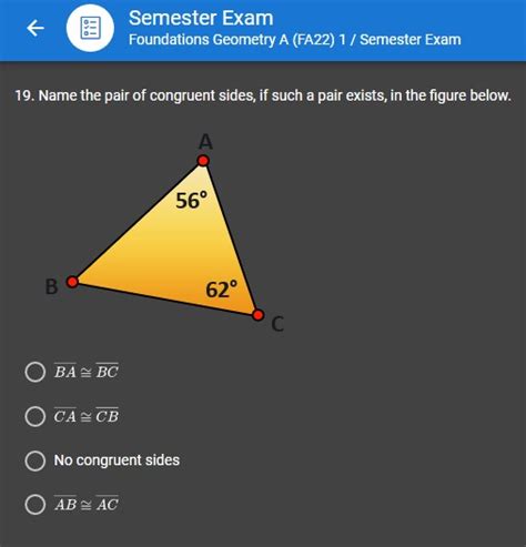 19 Name The Pair Of Congruent Sides If Such A Pair Exists In The