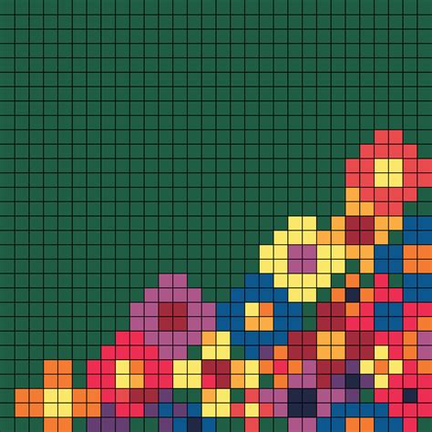 Pixel Art Of Flowers Colorful Geometric Pattern Abstract Background
