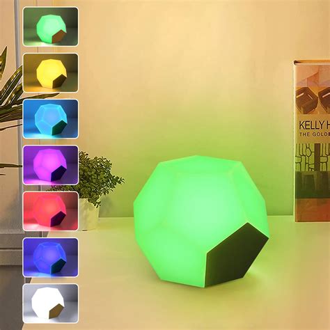 Dodecahedron Table Lamp Cool 7 Color Rgb Desk Lamp Cordless
