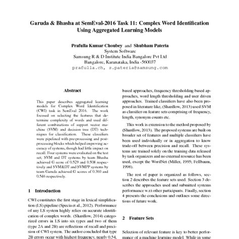 Garuda And Bhasha At Semeval 2016 Task 11 Complex Word Identification Using Aggregated Learning