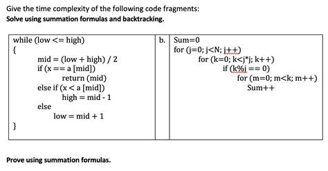 Solved Give The Time Complexity Of The Following Code Chegg