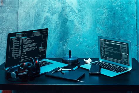 Premium Photo Dark Working Place Of A Programmer Or Hacker With Computer