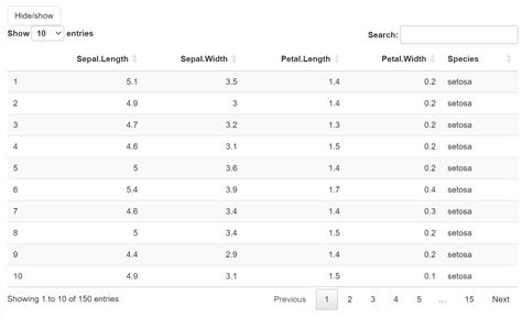 Javascript Shiny Dt Hide Rows With Same Column Value And A Button To