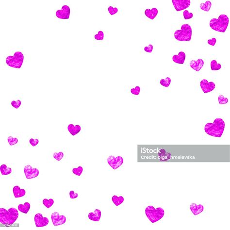 발렌타인 핑크 반짝이 하트와 배경입니다 2 월 14 일입니다 발렌타인 배경 서식 파일 벡터 색종이입니다 그런 지 손으로 그려진된 텍스처 2월에 대한 스톡 벡터 아트 및 기타