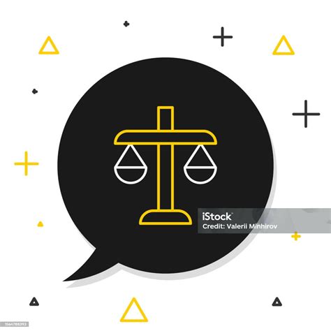 흰색 배경에 격리 된 정의 아이콘의 라인 저울 법원 기호 밸런스 스케일 기호입니다 다채로운 개요 개념 벡터 개념에 대한 스톡 벡터 아트 및 기타 이미지 Istock
