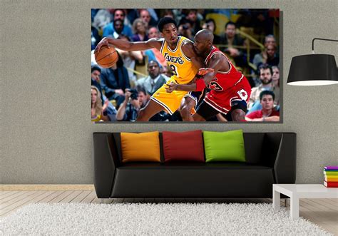 Micheal Jordan Kobe Bryant Canvas Wall Art Michael Jordan V Kobe Bryant