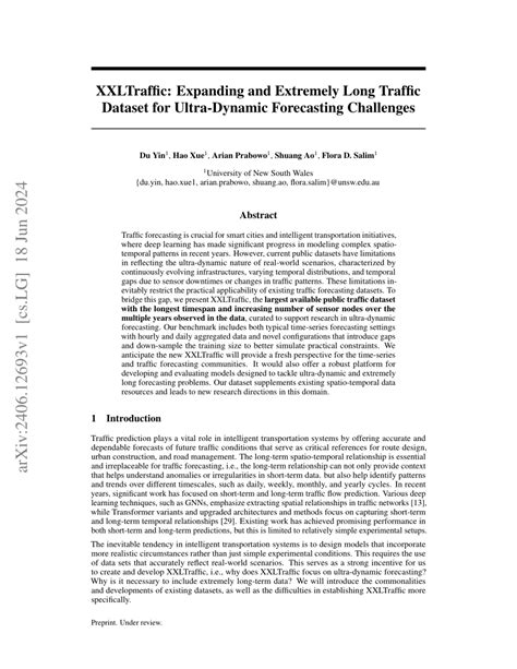 Pdf Xxltraffic Expanding And Extremely Long Traffic Dataset For Ultra Dynamic Forecasting