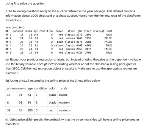 Using R To Solve The Question 1 The Following Chegg