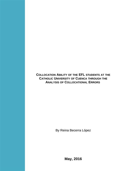Pdf Collocation Ability Through The Analysis Of Collocational Errors