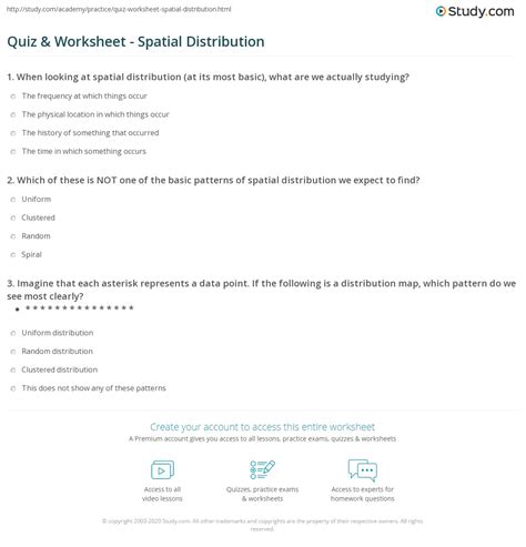 Quiz And Worksheet Spatial Distribution