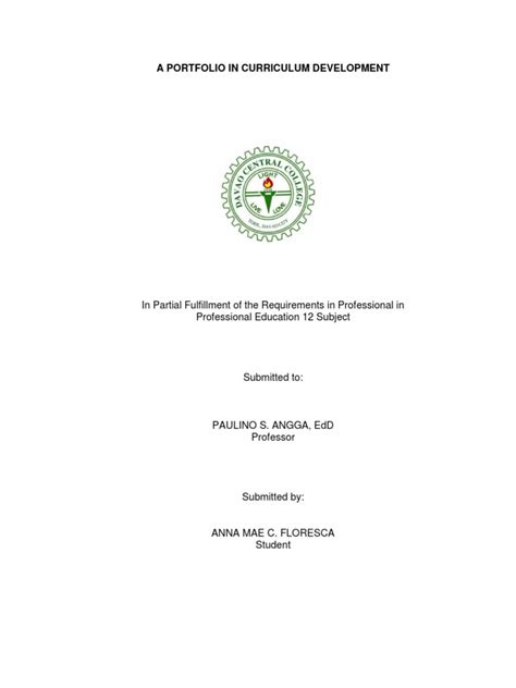 My Portfolio Preliminary Pages Pdf Curriculum Learning