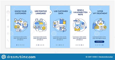 Customer Support Tips Blue And White Onboarding Template Stock Vector Illustration Of Template