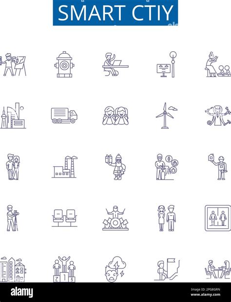 Smart Ctiy Line Icons Signs Set Design Collection Of Smart City Iot Automation Surveillance