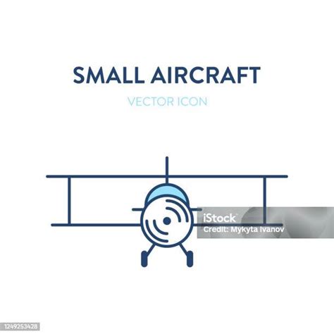 경비행기 아이콘 작은 평면 작물 먼지가의 벡터 플랫 윤곽선 그림 농업 비행기 작물 먼지 짧은 비행 프로펠러 항공기 비행 훈련의 개념을 나타냅니다 가벼운에 대한 스톡 벡터