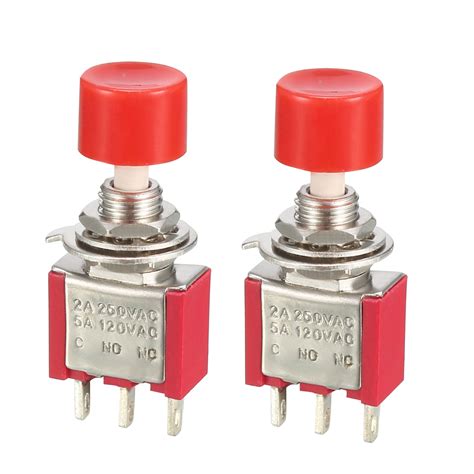 Uxcell Mm Mounting Hole Red Momentary Push Button Switch SPST NO Pack Walmart Com
