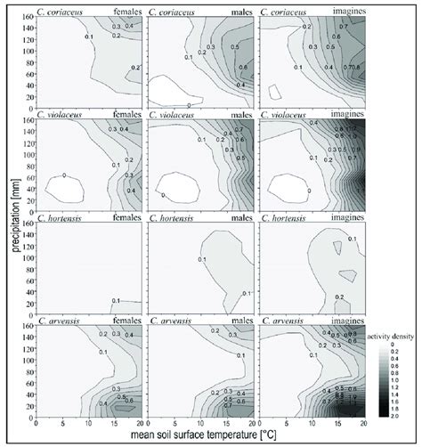 Contour Line Graphs Showing The Linear Interpolation Of Activity